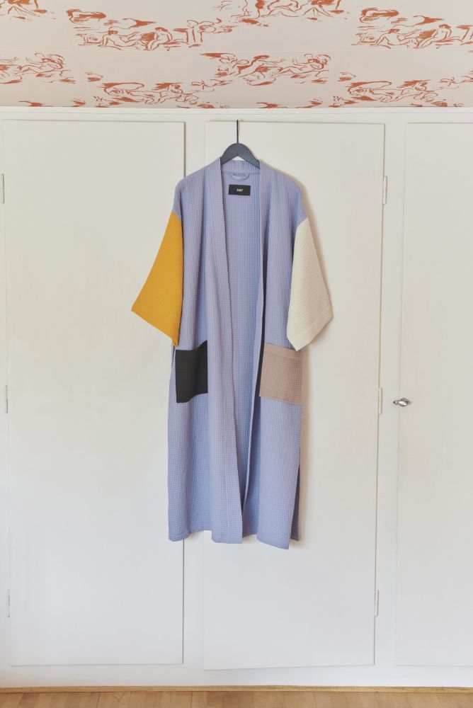 Waffle Bathrobe Dusty blue, multi | HAY.nl